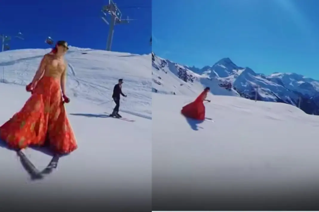 Viral Video: Indian Woman In Paris Wears Lehenga To Ski For 3 Hours ...